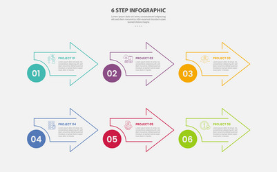 6 points template infographic outline style Vector Image