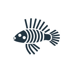 Bass fish skeleton monochrome concept Royalty Free Vector