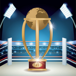 Golden trophy world planet award icon Royalty Free Vector
