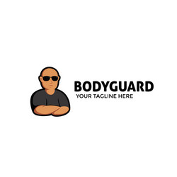 Hipster bald bearded bodyguard logo icon cartoon Vector Image