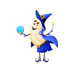 Cartoon halloween walnut wizard character wiz nut Vector Image