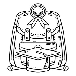 Graduation cap with a school bag coloring page Vector Image
