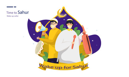 Wake up call tradition for ramadan sahur Vector Image