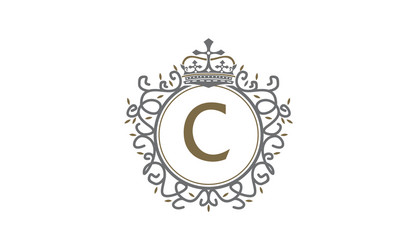 Creative crown logo with letter c concept Vector Image