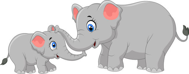 Cartoon mother and baby elephant in the jungle Vector Image