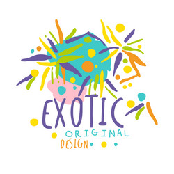 Exotic logo original design with tropical flowers Vector Image