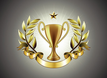 Realistic golden cup winners trophy celebration Vector Image