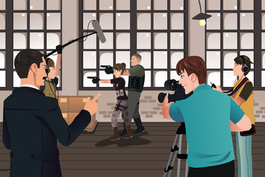 Actor filming superhero action movie cartoon Vector Image