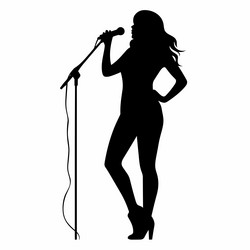 Singer black icon on white background female Vector Image