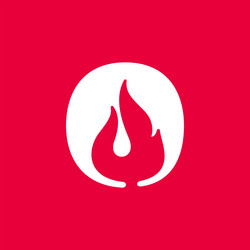 1 logo number one with fire flames negative space Vector Image