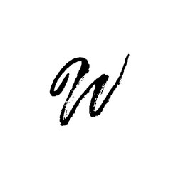 Letter w handwritten by dry brush rough strokes Vector Image