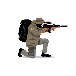 Tactical shooting warrior cartoon Royalty Free Vector Image