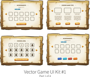 Wooden button cartoon interface ui or game gui Vector Image