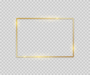 Gold frame realistic golden border on transparent Vector Image