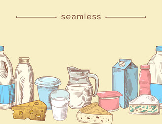 Dairy milk products seamless pattern Royalty Free Vector