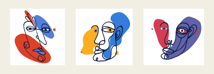 Abstract face portrait set abstraction art man Vector Image