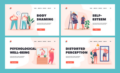 Set male and female characters with distorted Vector Image