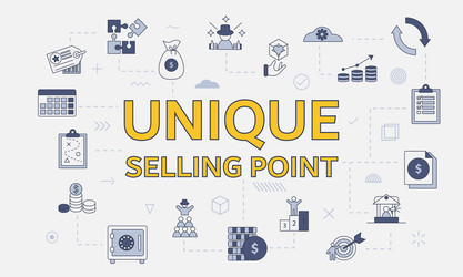 Usp unique selling point concept with big words Vector Image