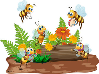 Set different insects living in garden Royalty Free Vector