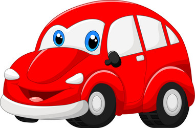 Smiling red car cartoon on white background Vector Image