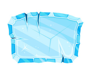 Blue ice rectangular board as shaped element Vector Image