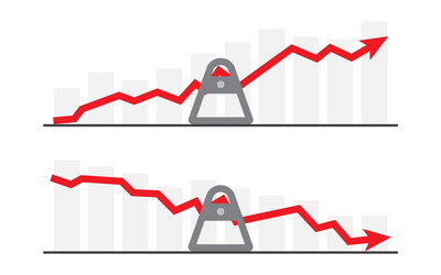 Graph trending downwards arrow pointing down on Vector Image