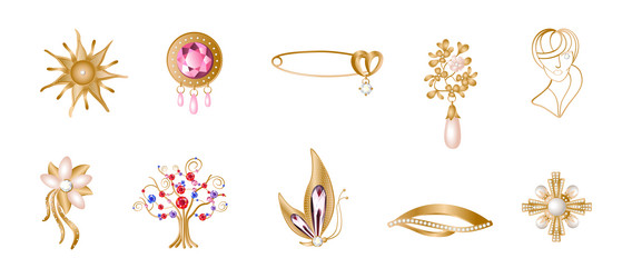 Golden brooch Royalty Free Vector Image - VectorStock