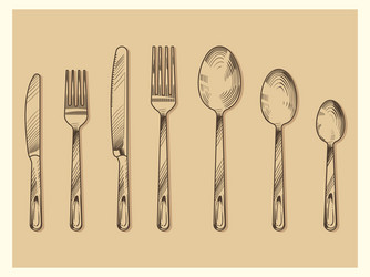 Vintage table setting hand drawn dinner knife Vector Image