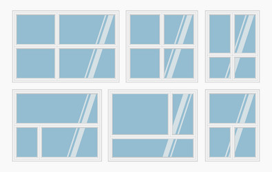 Apartment white window frames set isolated flat Vector Image
