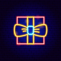 Gift box neon sign Royalty Free Vector Image - VectorStock
