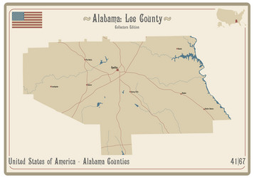 Map lee county in alabama Royalty Free Vector Image