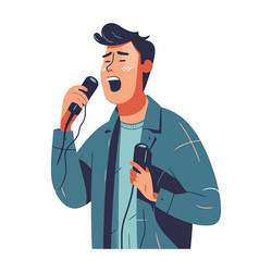 One person singing with microphone Royalty Free Vector Image