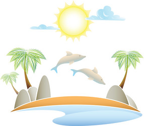 Beach Island Elements Tropical Landscape Vector Image