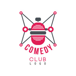 Comedy club logo design with retro microphone Vector Image