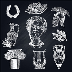 Vintage monochrome ancient greece labels set Vector Image