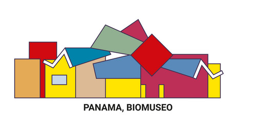 Panama biomuseo travel landmark Royalty Free Vector Image