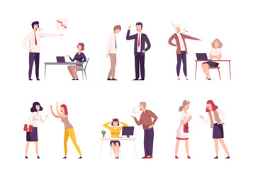 Angry boss in office flat Royalty Free Vector Image