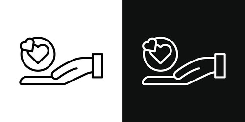 Empathy icon set courtesy heart hand logo symbol Vector Image