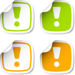 Exclamation point on different shapes - glossy Vector Image