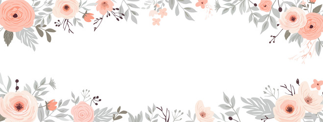 Horizontal banner with pastel pink flowers Vector Image