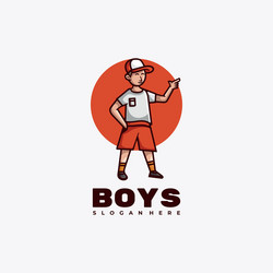 Logo boy mascot cartoon style Royalty Free Vector Image