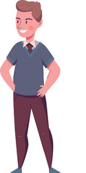 Adorable cartoon boy student in school uniform Vector Image