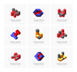 Abstract isometric logotype Royalty Free Vector Image