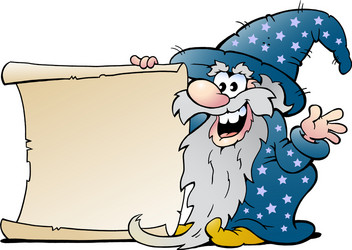 Cartoon of a happy old wizard magic man Royalty Free Vector