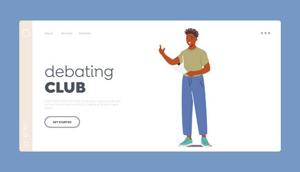 Debating club landing page template male Vector Image