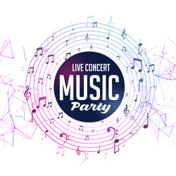 Live music design poster with notes wave Vector Image