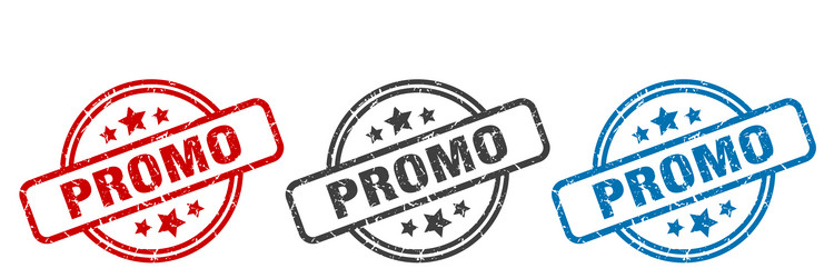 Promo stamp label round grunge sign Royalty Free Vector