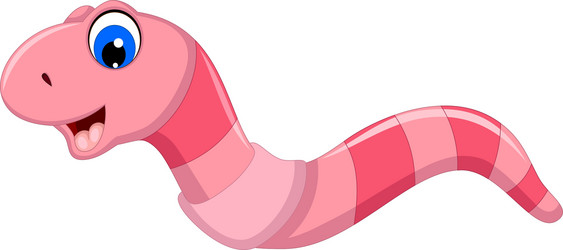 Cartoon worm on a hook Royalty Free Vector Image