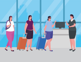 People standing to check in order register Vector Image