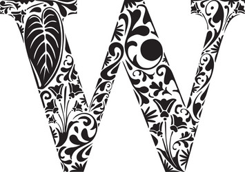 Vintage letter w monochrome template Royalty Free Vector